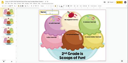 Digital End of the Year Activities - Sundae Poster by Second Grade Smiles