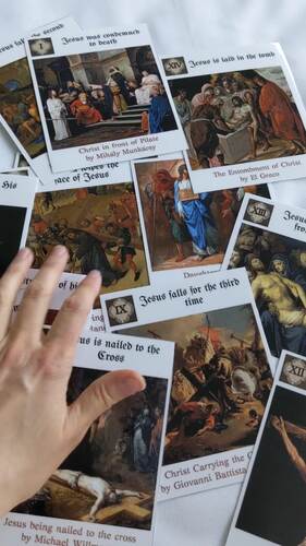 Stations of the Cross Art Cards Lent Prayer Routine Preparation for Easter