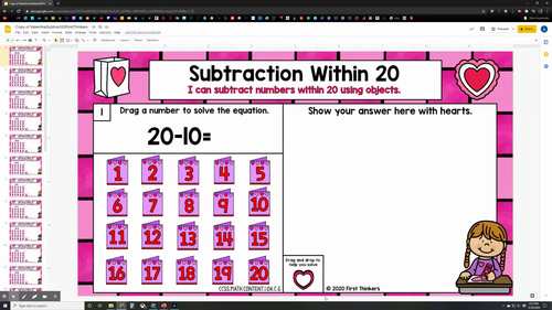 Subtraction Within 20 Digital Valentines Day Math Games Google Slides ...
