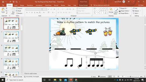 Winter Digital Rhythm Task Cards// Drag and Drop Activity for Tika Tika