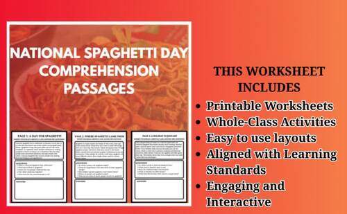 SPAGHETTI CELEBRATION DAY COMPREHENSION PASSAGES (Grade 2-6) by ...