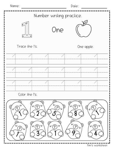 Number Writing Practice 1–10 for Kindergarten by Little Pony Learning Hub