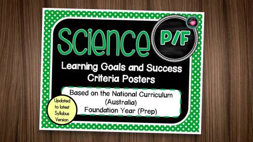 Prep/Foundation All SCIENCE Learning Goals/success criteria posters ...
