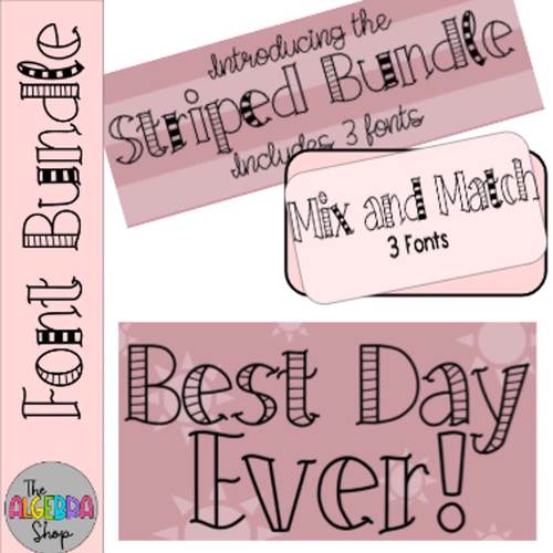 Striped Font Bundle by The Algebra Shop | TPT