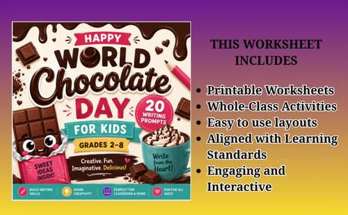 20 World Chocolate Day Writing Prompts for Kids (Grades 2–8) No Prep