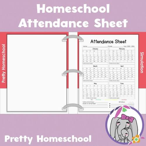 Homeschool Attendance Sheet - 2025-2026 Printable Tracker + Summary