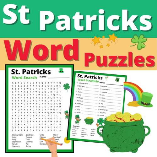 St Patricks Word Search Puzzles Activity March Morning Work No Prep