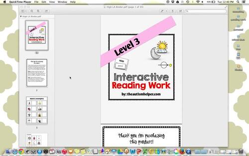 Interactive Literacy Workbook {Level 3} by The Autism Helper | TPT