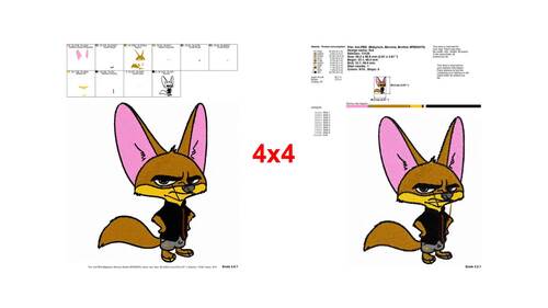 Grumpy Finnick Fennec Fox Zootopia Character Embroidery Designs ...