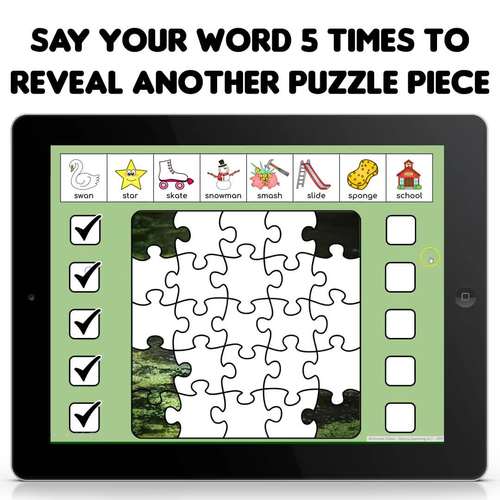 No Print S Blends Articulation Animal Puzzles for iPad or Teletherapy