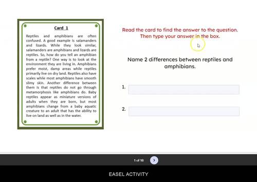 Amphibians Activity Scavenger Hunt with Easel Option by CarolJ Creations