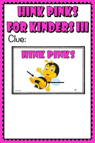 HINK PINKS for KINDERS Set III Critical Thinking Vocabulary Syllables ...