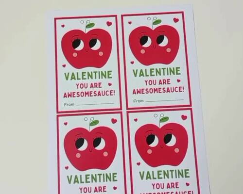 Applesauce Valentine Tags, Valentines Day Gift Tag From Teacher Non-Candy