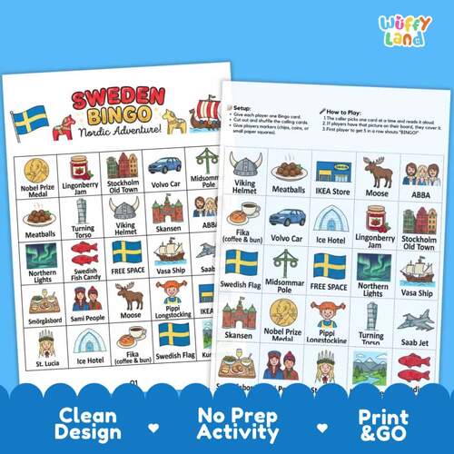 Sweden Geography BINGO Game | Country Study & Culture Vocabulary Activity