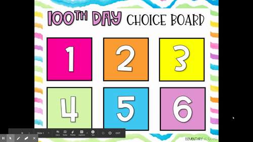 DIGITAL 100th Day Choice Board - Distance Learning by Elementary at HEART