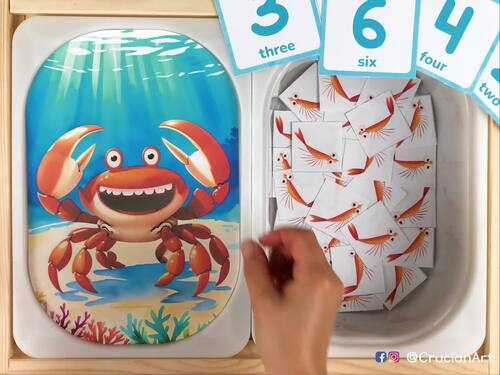 Feed the Hungry Crab FLISAT Insert: Under the Sea Counting Activity