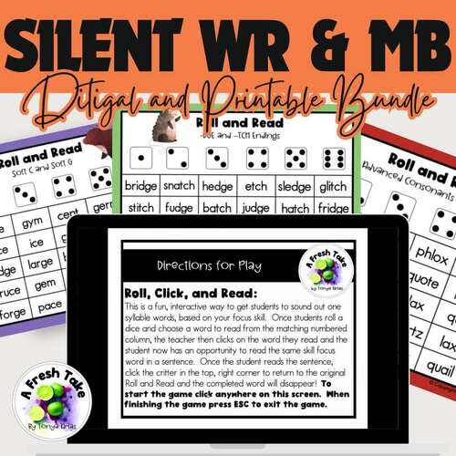 Silent WR & MB Words/Sentences Roll & Read |Phonics Games| Digital ...
