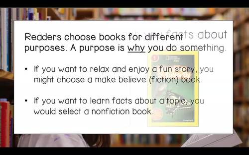 Identify Reader's Purpose with Book Covers - Fiction and Nonfiction