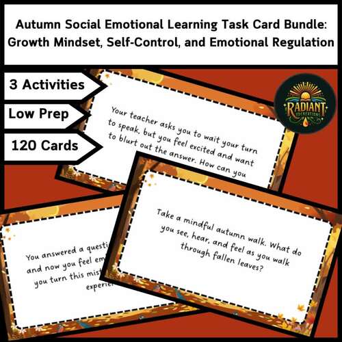 Autumn SEL Task Card Bundle Growth Mindset Self-Control and Emotional ...