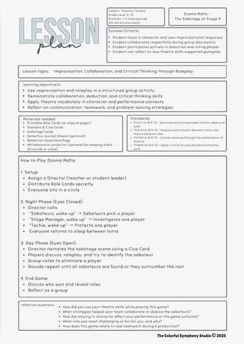 Drama Mafia: The Sabotage at Stage 9 | A Theatre Improv Game for MS/HS