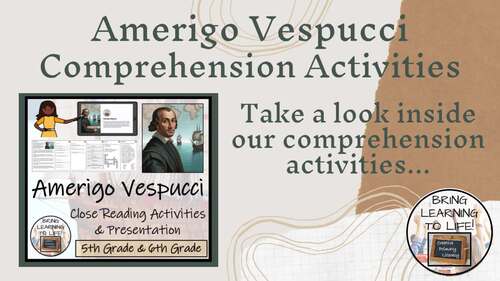 Amerigo Vespucci Close Reading Comprehension Activities | 5th Grade ...