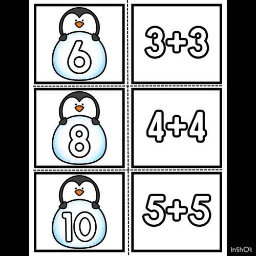 January Doubles & Near Doubles Matching Cards | Winter Penguins & Polar ...