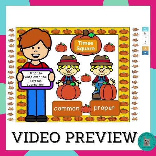 Fall Kids Common and Proper Nouns Boom Cards™ by The British Kitty