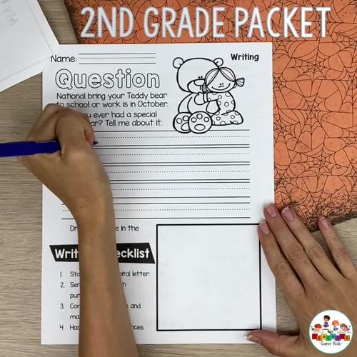 October Math and ELA Activities Print and Go Packet for 2nd Grade