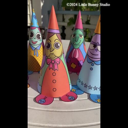 Halloween Witch Dolls | 5 Printable Paper Cone Dolls | Craft and Coloring