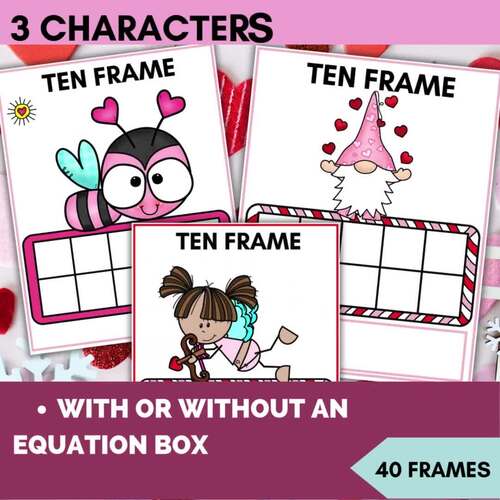 Ten Frame & Double Ten Frame Valentine's Day Math Mats for 1st Grade
