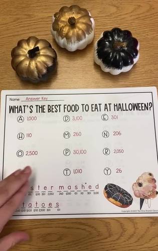 4th Grade Punny Math Puzzle Halloween Activity: Unit Form, Perimeter, Area