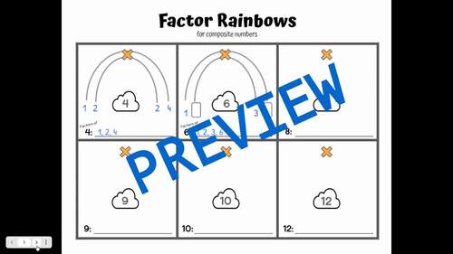 Prime and Composite, Factor Rainbows, Divisibility Rules practice packet