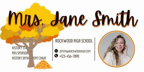 Customizable Canva Fall Tree Photo Animated Teacher Email Signature