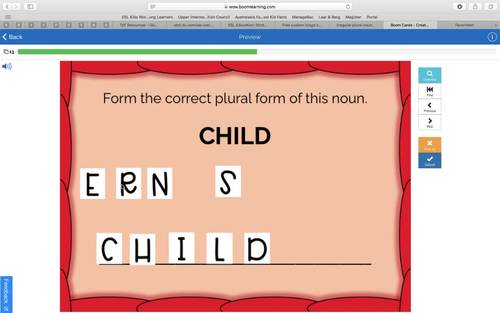 Irregular Plural Nouns Digital Task Cards Boom Cards by The ESL Educator