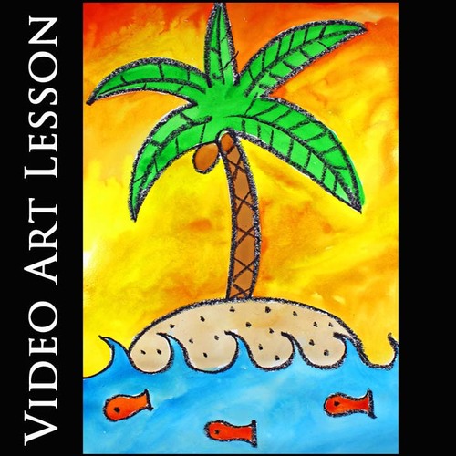PALM ISLAND SUMMER Art Activity | Directed Drawing & Painting Video Art ...