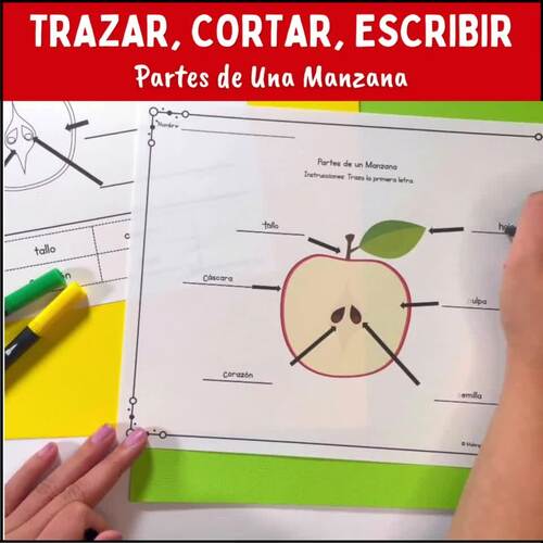 Etiquetado de partes de manzanas y escritura científica - Spanish Apple ...