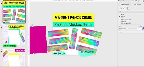 Vibrant Pencil Cases Product - MOVEABLE Mock up by Teach Elite | TPT
