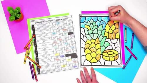 5th Grade Math Review Color by Number Activities by The Meaningful Teacher