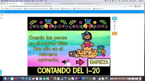 Counting 1-20 using ten frames Summer Version (Spanish) by MyMundoBilingue