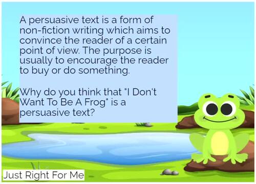 I Don't Want To Be A Frog Post Reading Activity Boom Cards by Just ...
