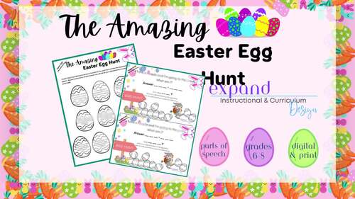 Easter Egg Hunt: ELA Parts of Speech, Elementary Middle High School