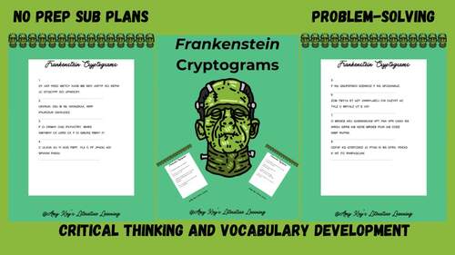 Frankenstein Quotations Cryptogram Logic Puzzles for Middle and High School