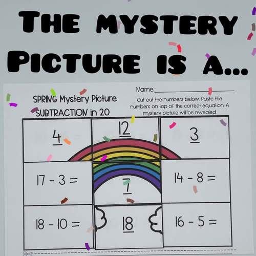 SPRING Addition and Subtraction Mystery Picture Worksheets Spring Add ...