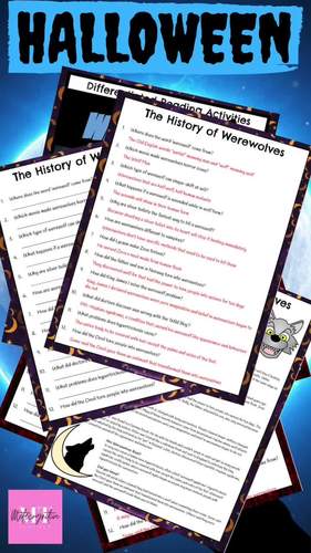 History of Werewolves Halloween Reading Comprehension Worksheets