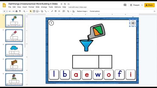 Digital Diphthongs Phonics Word Building for Google Slides | TPT
