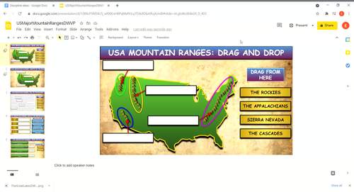 USA Mountain Ranges: Drag & Drop Worksheet: Powerpoint Slides. Google ...