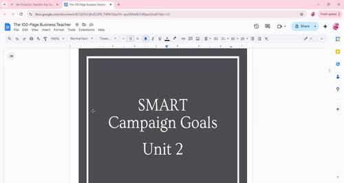 Sports Marketing | SMART Campaign Goal | Complete Unit Bundle | TPT