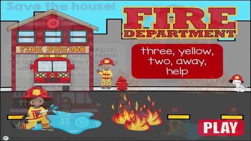 Pre-Primer Firefighter Sight Word Digital Game to Use With PowerPoint ...