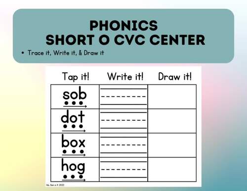 **BUNDLE** Short Vowel CVC Phonics Center (Tap it, Write it, Draw it)