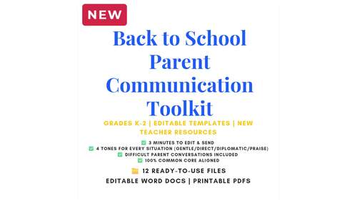 Back to School Parent Communication Toolkit | K-2 | Editable | New ...